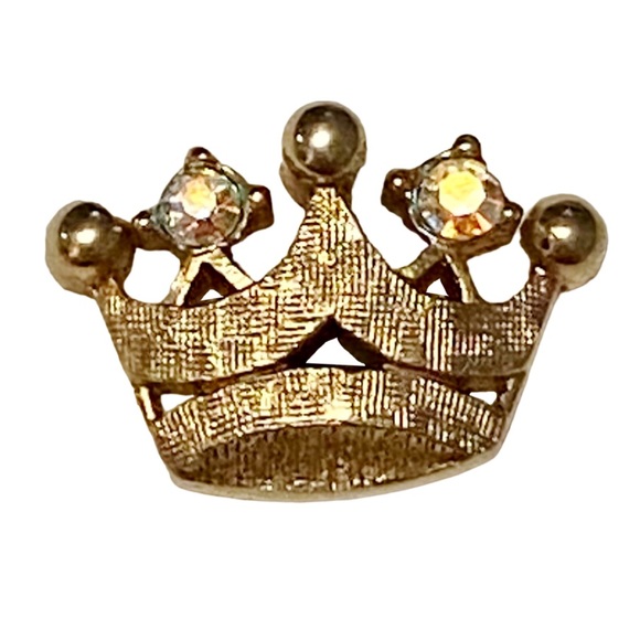 SWANK | Jewelry | Vintage Swank Crown Pin Brooch Gold Rhinestone | Poshmark
